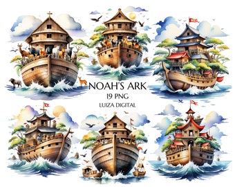 10 PNG Noah's Ark Clipart, Watercolor Noah's Ark Watercolor Clipart ...