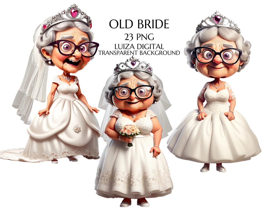 Grandmother Clipart, Wedding Clipart, Crazy Bride Clipart, Old Lady ...