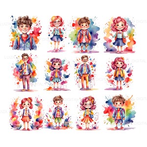 Watercolor Cute Teenager Clipart, School Boy & Girl Clipart, Kids ...