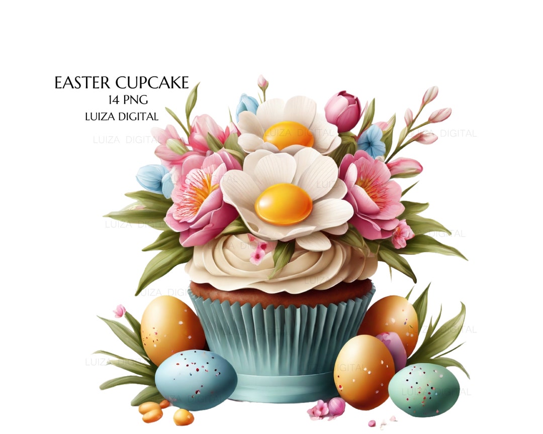 Floral Cupcake Clipart, Easter Cupcake Clipart, Memory Books, Junk ...