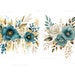 Teal and Gold Flowers PNG, Watercolor Floral Clipart Bouquets, Wedding ...