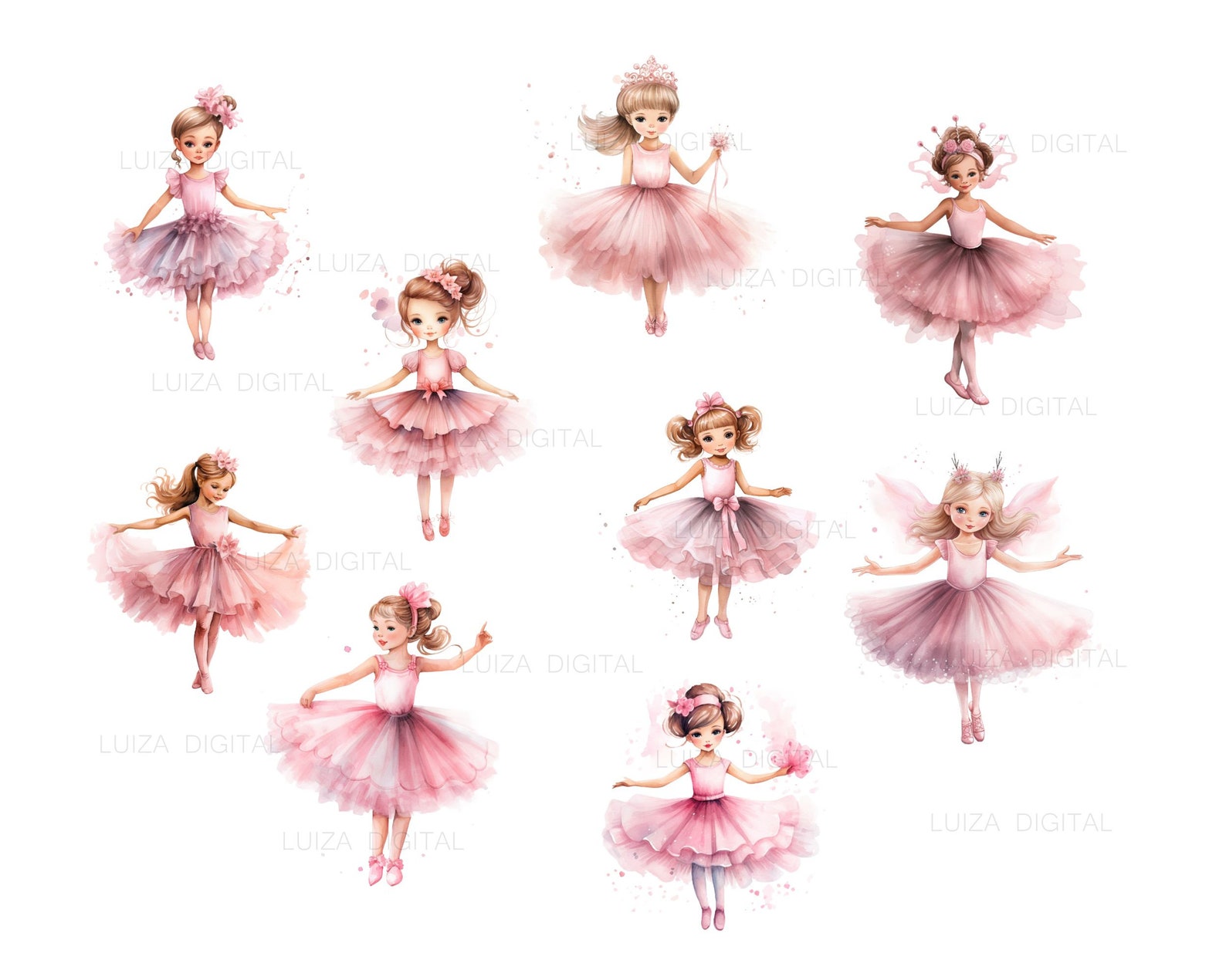 Pink Ballerina Clipart, Watercolor Ballerina Clipart, Cute Ballet ...
