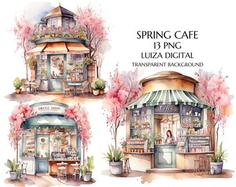 Paris Cafe Clipart Watercolor Set, Parisian Restaurant, French Cafe ...