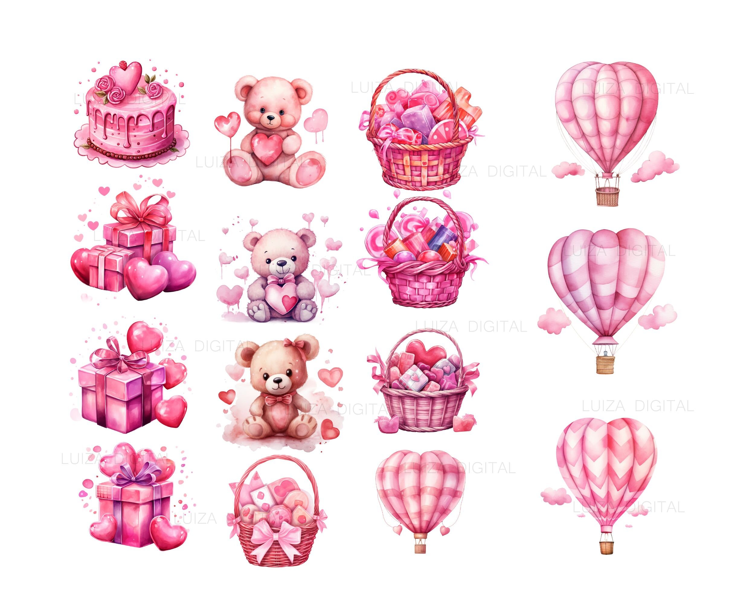 Sweet Valentine Clipart Bundle, Watercolor Valentines Day Clipart ...