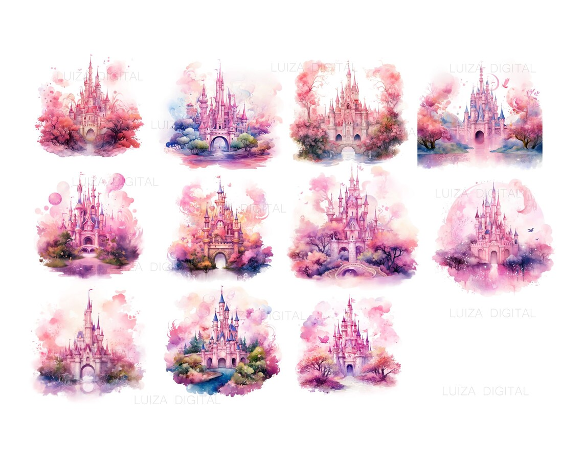 Princess Castle Clipart Baby Girl Watercolor Clipart Little - Etsy