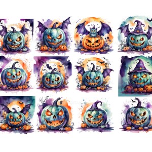 Halloween Pumpkin Clipart Bundle, Spooky Pumpkin, Scary Pumpkin ...