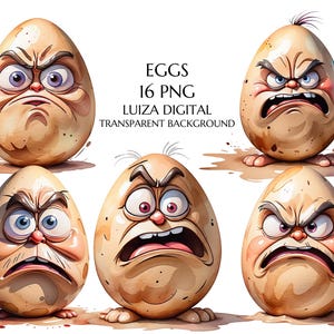 Beige Easter Egg Clipart, Spring Clipart, Grumpy Eggs Face Clipart ...