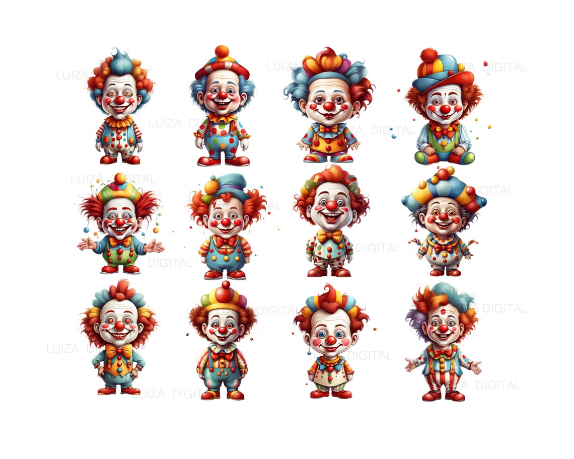 Cute Clown Clipart, Carnival Clipart, Birthday Clipart, Circus Art ...