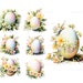 Floral Egg Clipart, Watercolor Easter Eggs Clipart, Whimsical 3D Easter ...