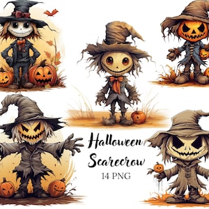 Halloween Scarecrow Clipart, Cute Halloween Scarecrow, Spooky Halloween ...