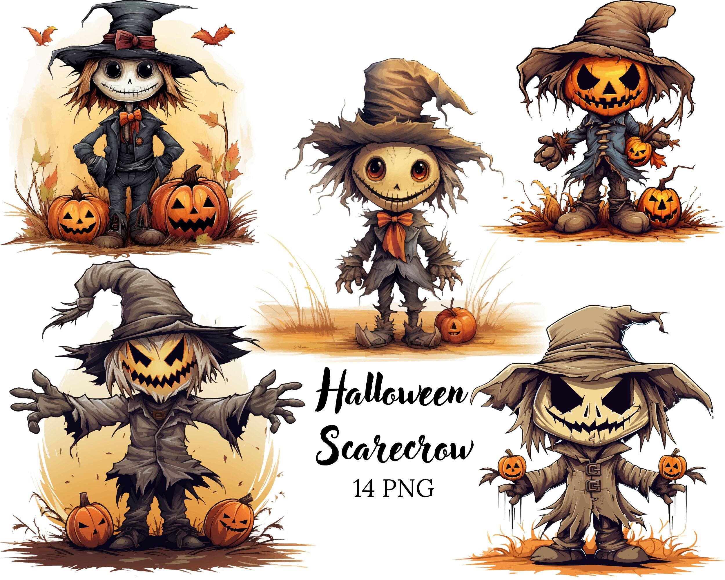 Halloween Scarecrow Clipart, Cute Halloween Scarecrow, Spooky Halloween ...