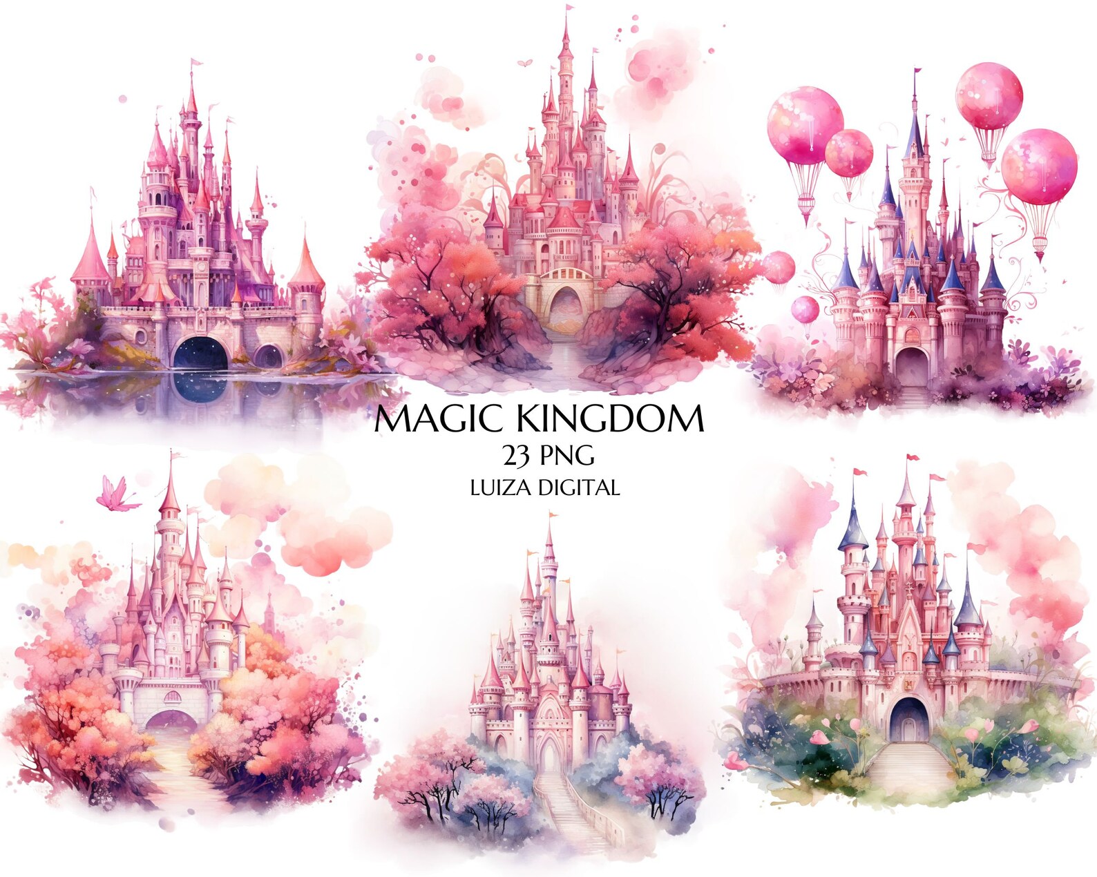 Princess Castle Clipart Baby Girl Watercolor Clipart Little - Etsy