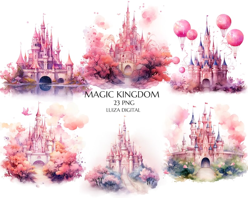 Princess Castle Clipart Baby Girl Watercolor Clipart Little - Etsy