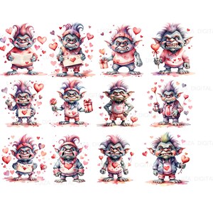Pastel Valentine Troll Clipart Bundle | Valentine's Day Gnome PNG ...
