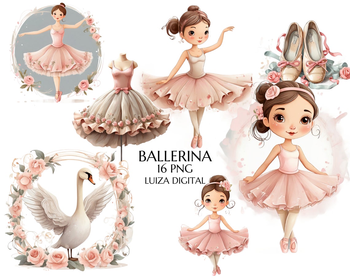 Ballerina Clipart, Cute Ballet Clipart, Watercolor Pink Ballerina, Tutu ...