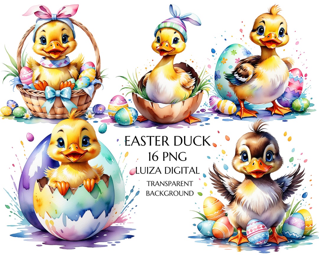 Easter Duck Clipart Pack Cute Duckling Clipart Duck Png Spring