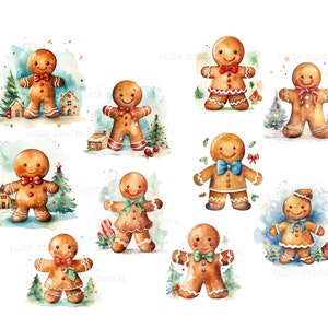 Watercolor Gingerbread Man Clipart, Christmas Cookie, Gingerbread House ...