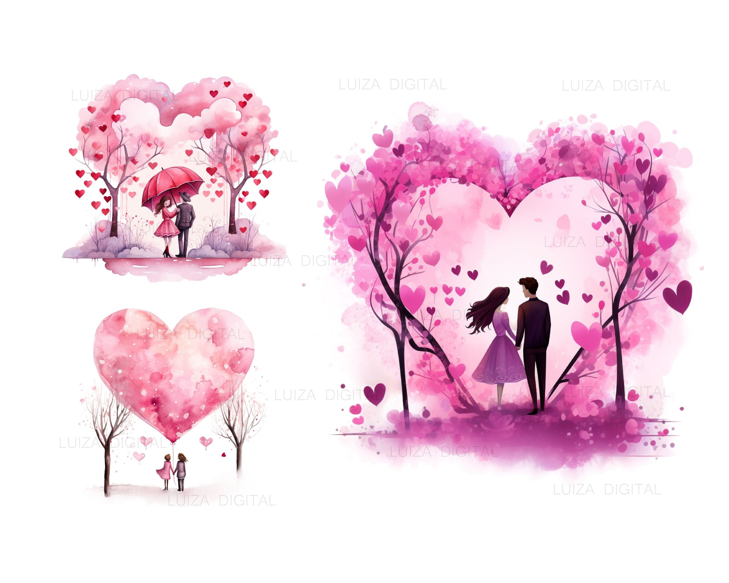 Watercolor Valentines Day Couple Clipart, Romantic Couple, Happy ...