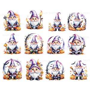 Watercolor Halloween Gnome Clipart, Halloween Pumpkin Clipart, Autumn ...