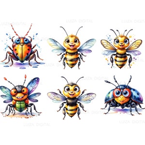 Cute Bug Clipart Bundle, Funny Bug Clipart, Commercial Use, Digital ...