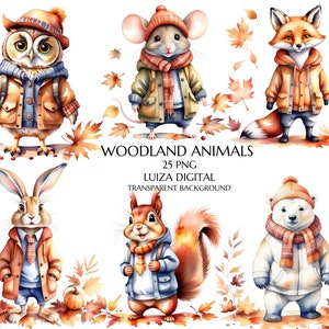 Fall Animal Clipart Bundle, Autum Woodland Animals Clipart, Cute ...