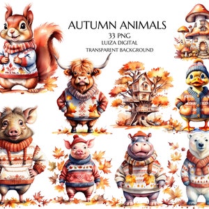 Fall Animal Clipart Bundle, Autum Woodland Animals Clipart, Cute ...