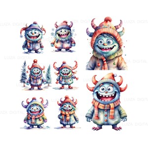 Winter Monsters Clipart, 20 PNG Pastel Christmas Monster Clipart ...