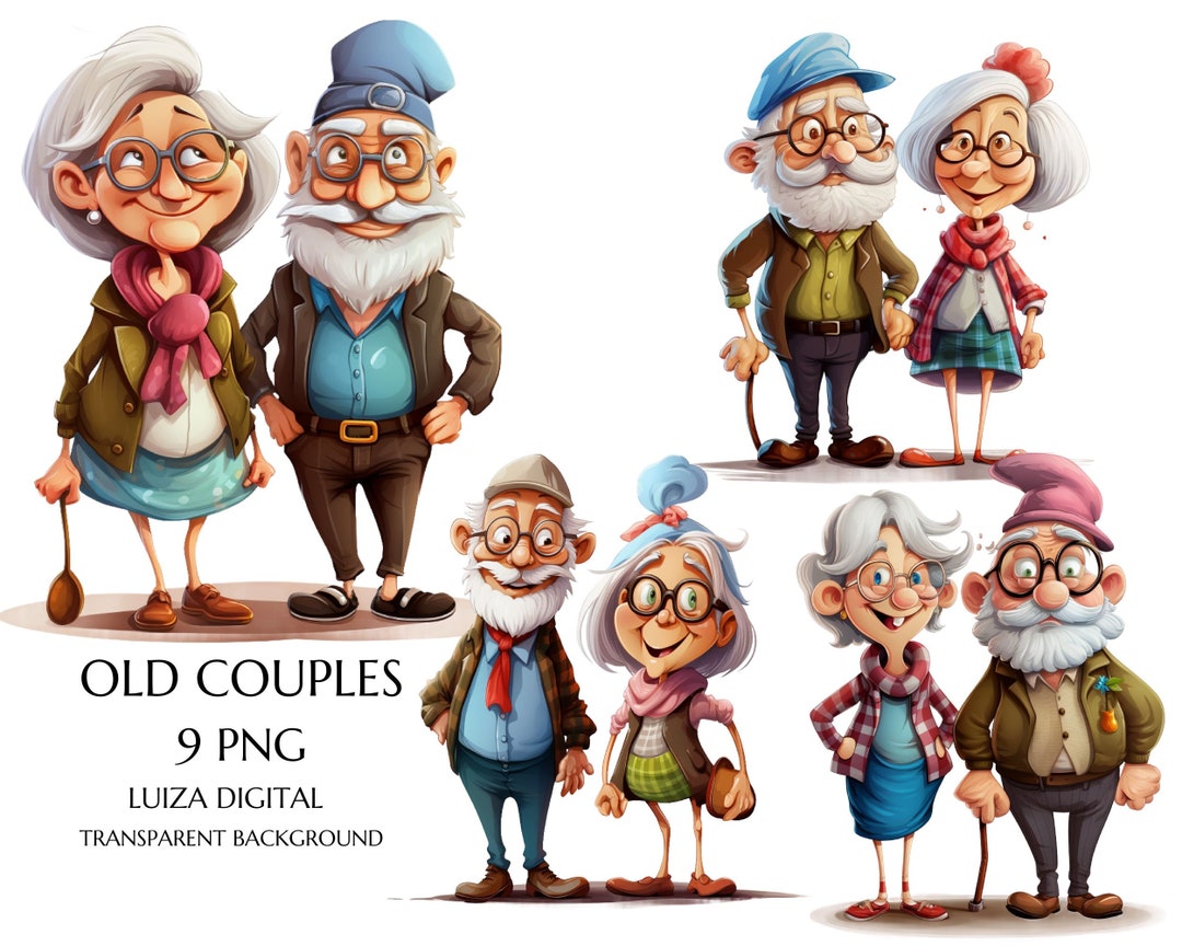 Funny Old Couple Clipart, Old Lady and Old Man, Crazy Grandma and ...