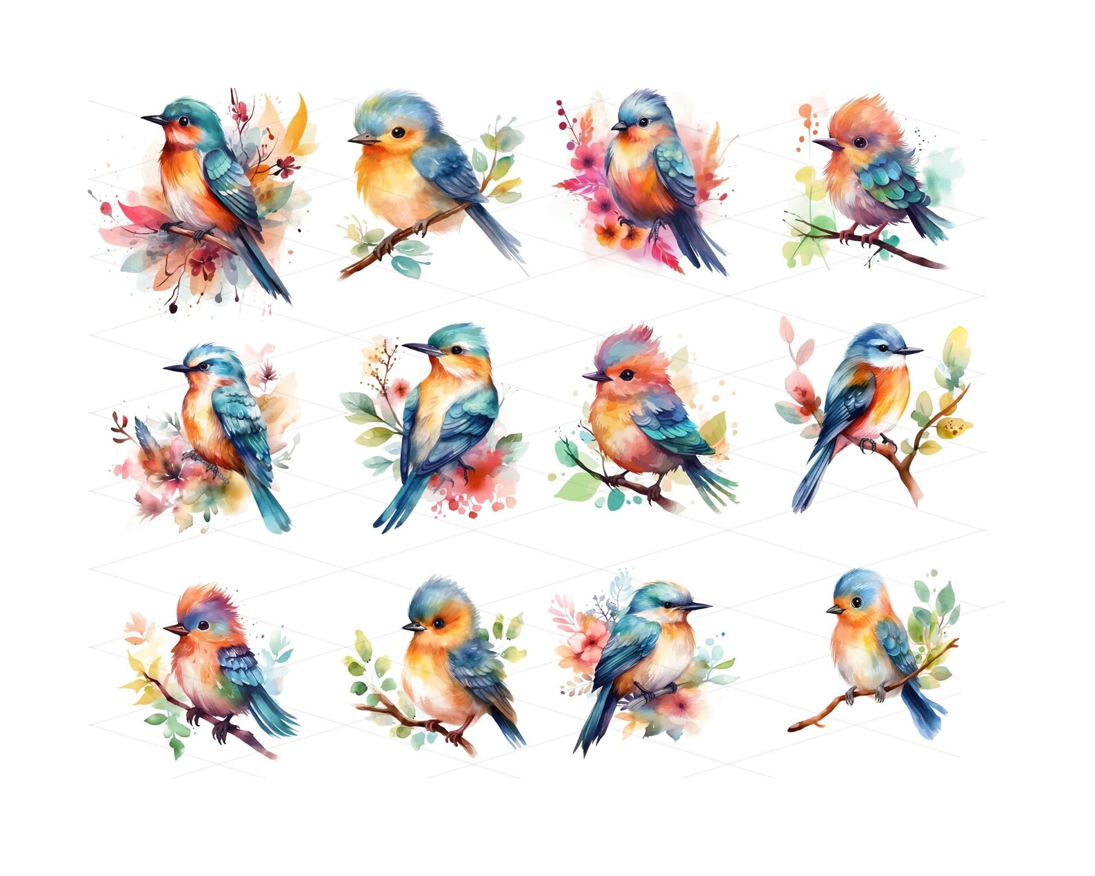 Watercolor Birds Clipart, Birds PNG, Card Making, Watercolor Clipart ...