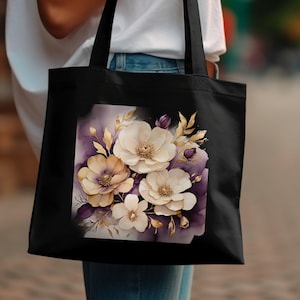 Purple and Gold Flowers PNG, Watercolor Floral Clipart Bouquets ...