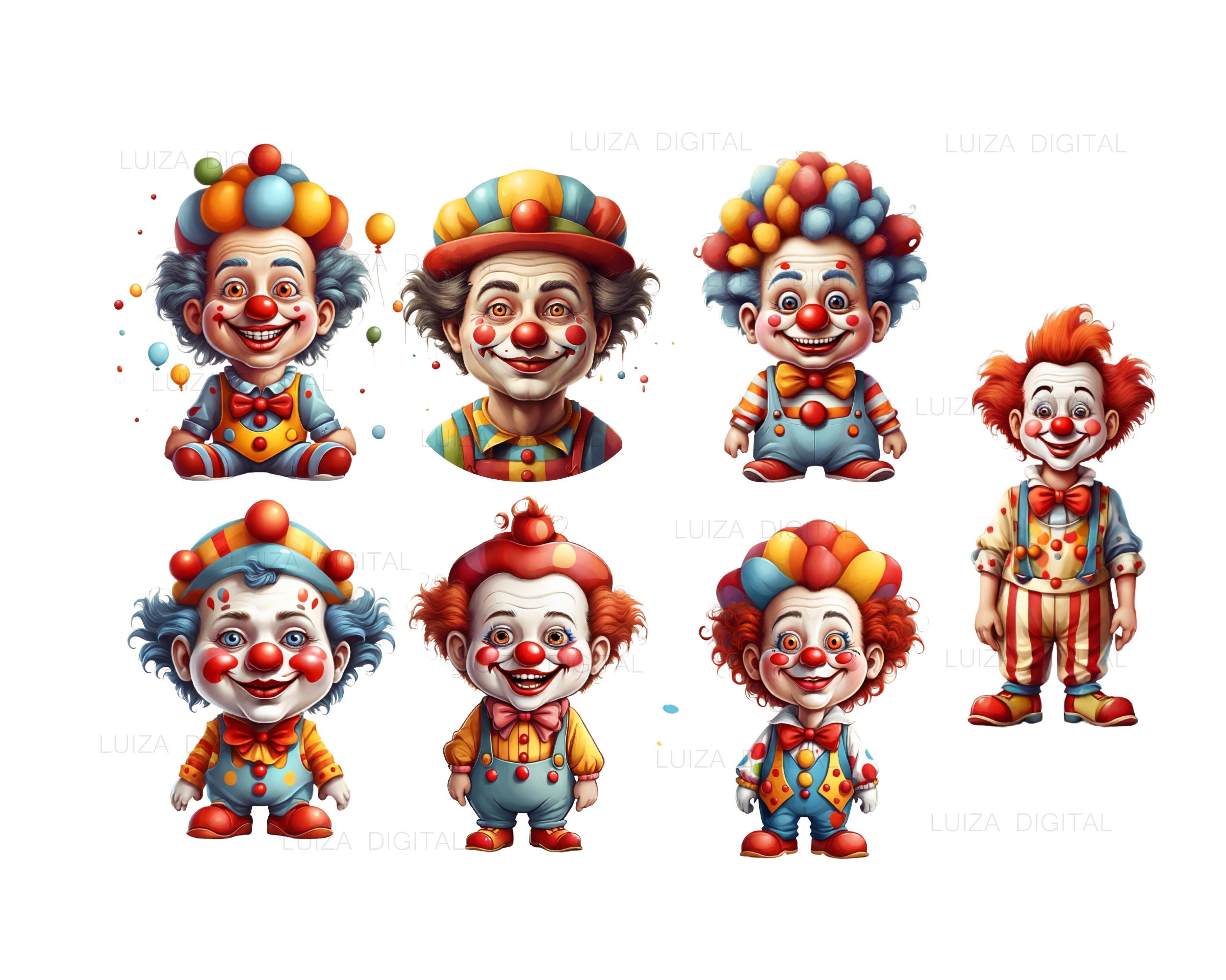 Cute Clown Clipart, Carnival Clipart, Birthday Clipart, Circus Art ...