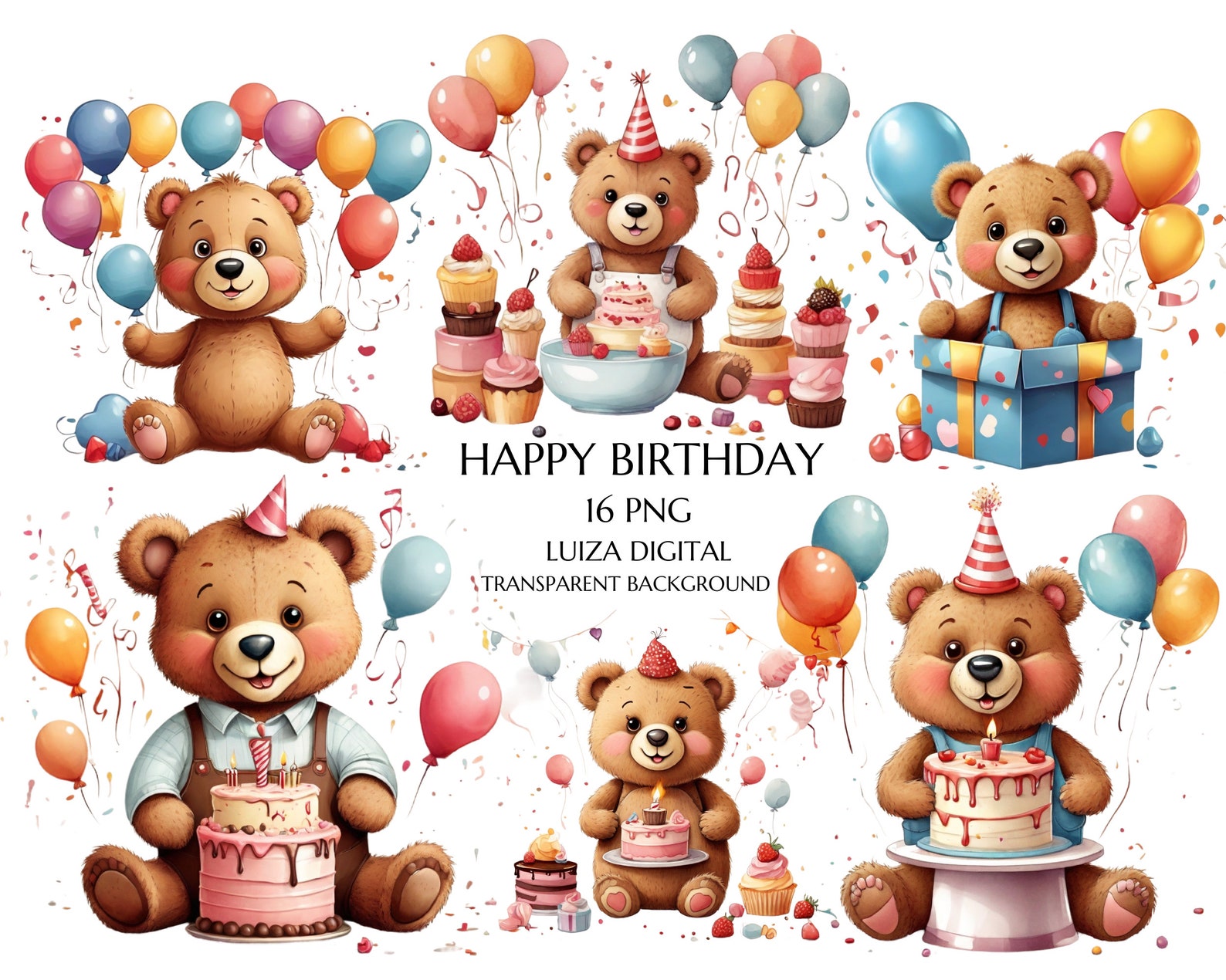 Birthday Teddy Bear Clipart, High Quality PNG, Teddy Bear Clipart, Cute ...
