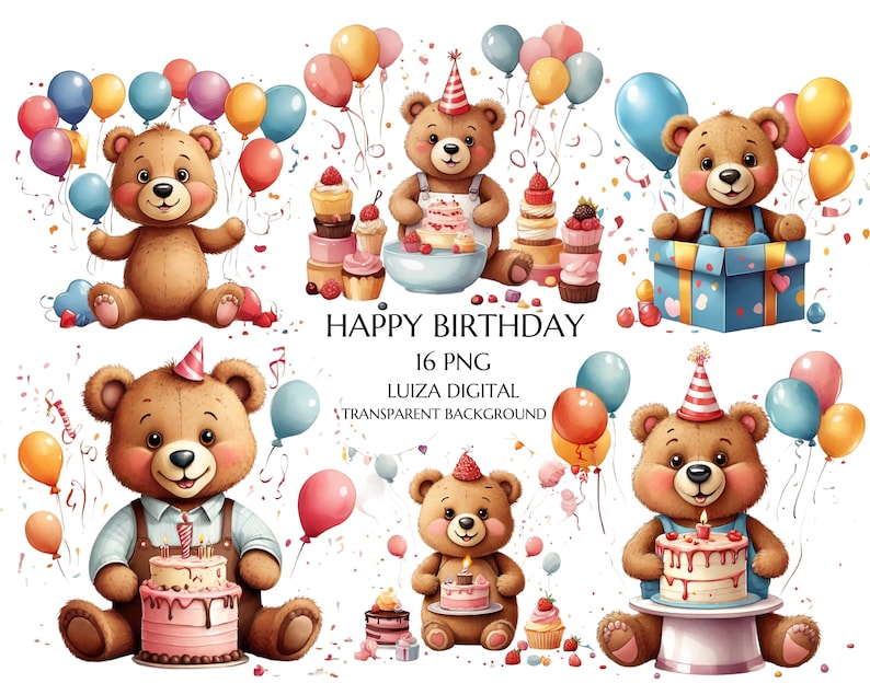 Birthday Teddy Bear Clipart, High Quality PNG, Teddy Bear Clipart, Cute ...