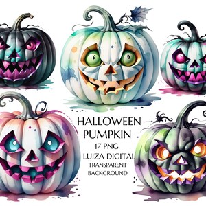 Halloween Dark Pumpkin Clipart Bundle, Spooky Pumpkin PNG, Scary ...
