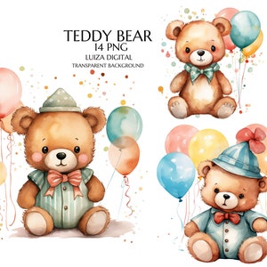 Bear With Balloons PNG, Baby Bear Sublimation, Balloons Clipart, Boy ...