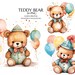 Bear With Balloons PNG, Baby Bear Sublimation, Balloons Clipart, Boy ...