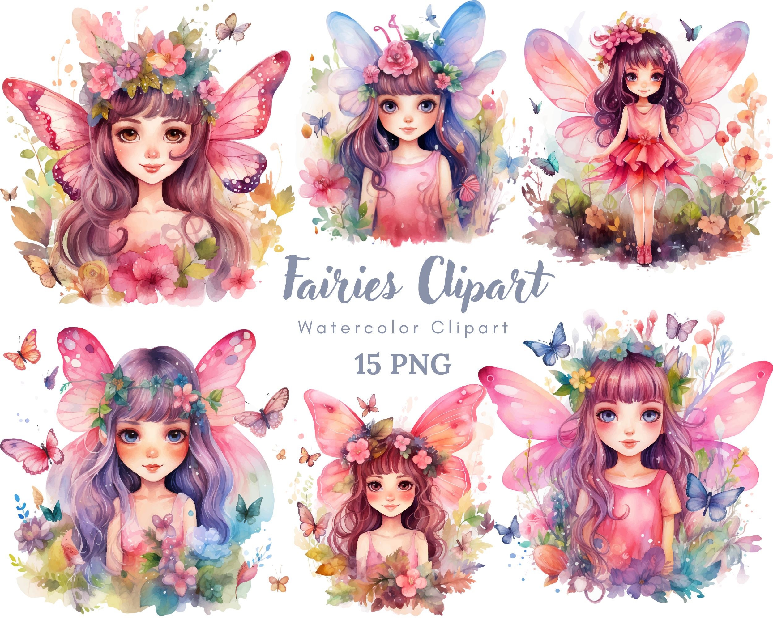 Pink Fairy Garden Clipart, Watercolor Pink Fairy House Clipart, Fairies Watercolor Clipart ...