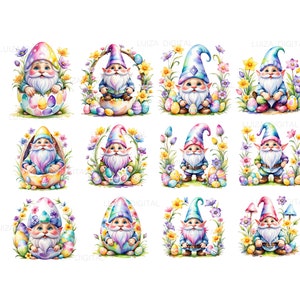 Watercolor Easter Egg Gnome Clipart, Pastel Easter Gnome Clipart ...