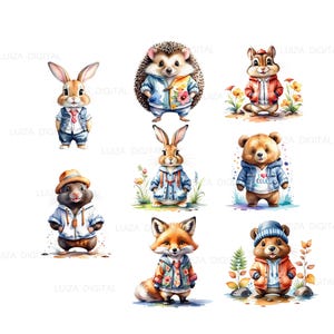 Woodland Animals Clipart Bundle – Forest Animal Pngs & Watercolor ...