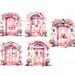 Watercolor Pink Valentine Door Clipart, Front Entrance, Door Frame ...