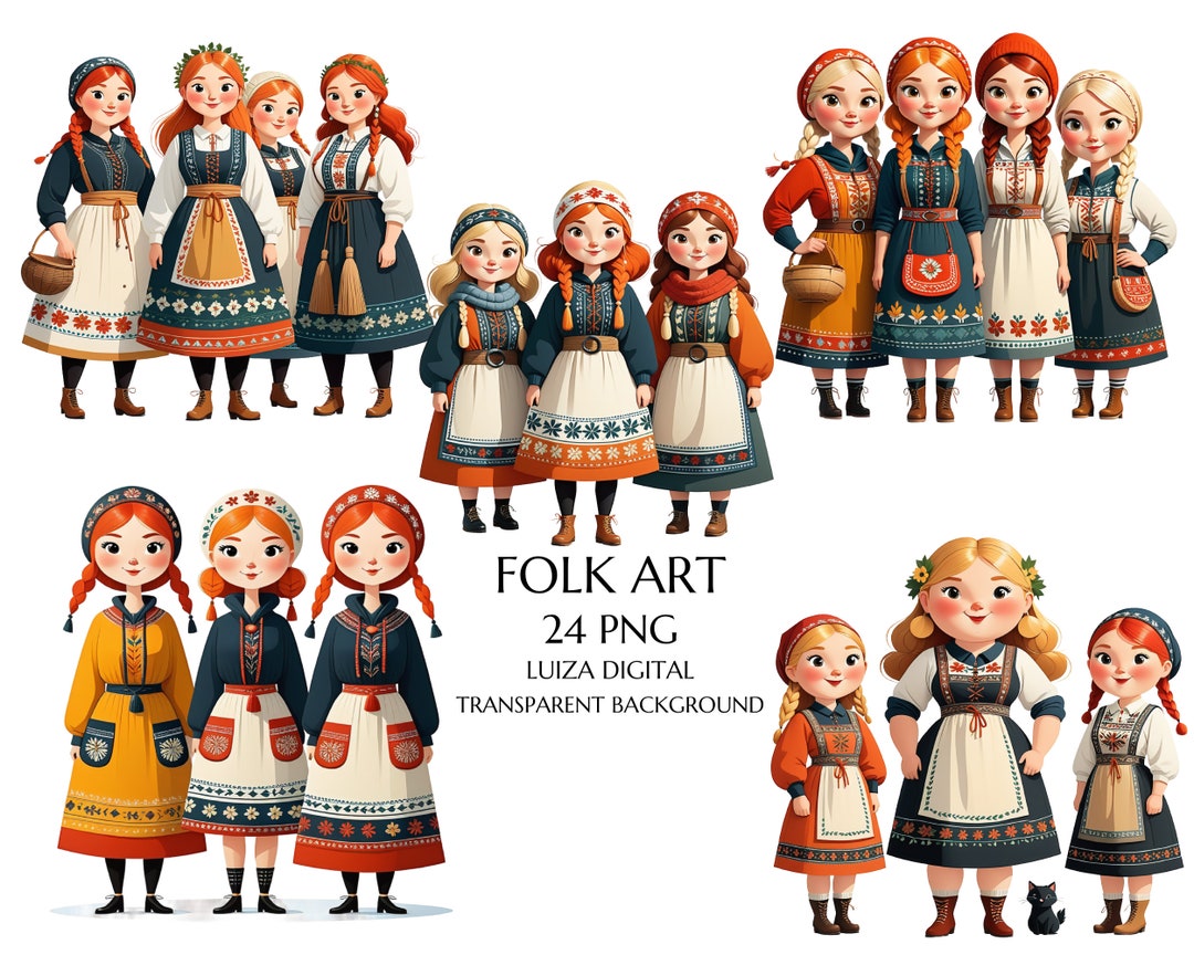 Watercolor Slavic Folk Clipart, Folk Clip Art, Folk Spring ...