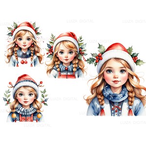 Scandinavian Little Girl Clipart PNG, Cute Folk Christmas Girl, Cartoon ...