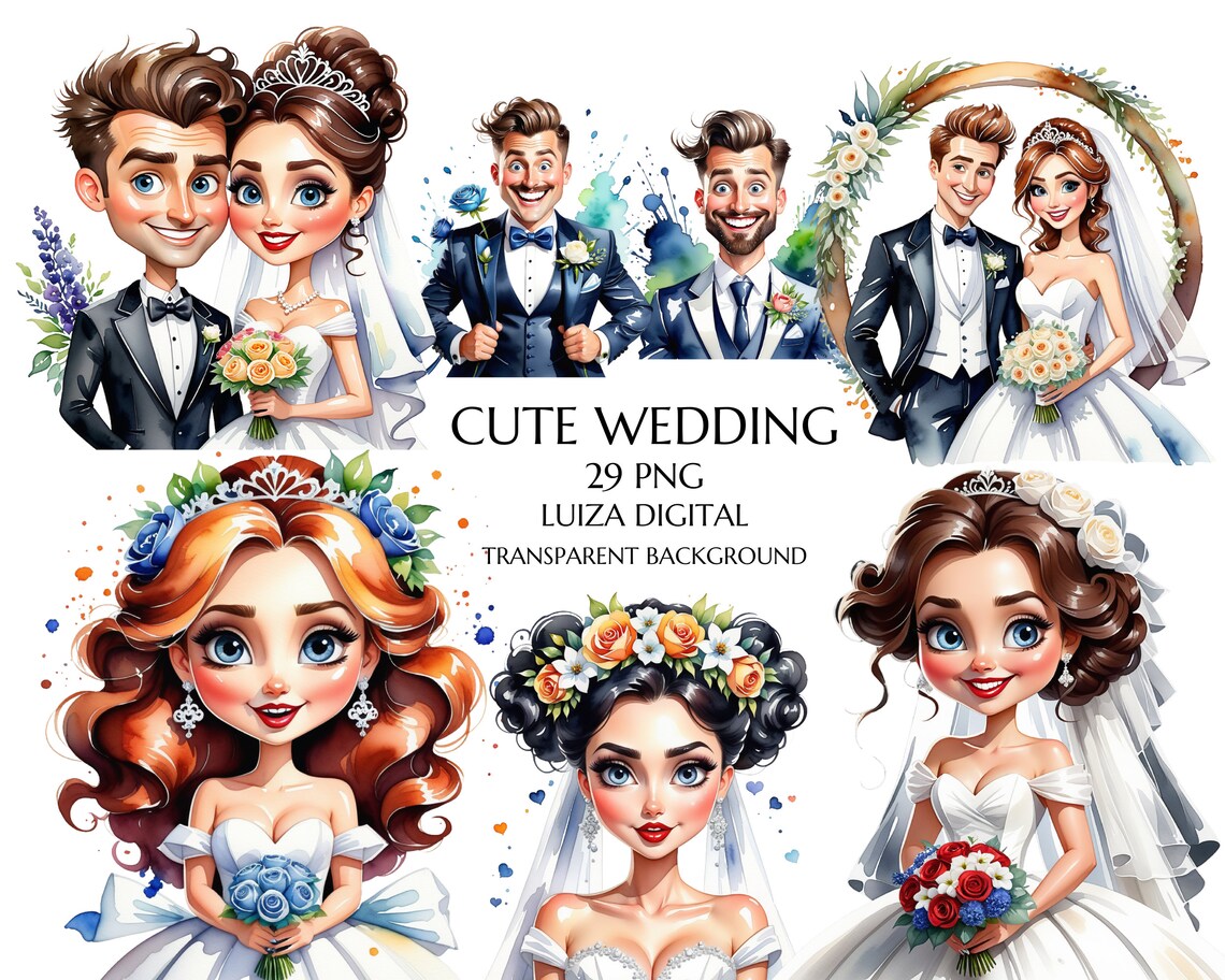 Wedding Clipart, Crazy Bride Clipart Bundle, Crazy Wedding Clipart ...