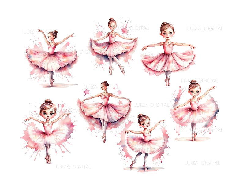 Ballerina Clipart, Cute Ballet Clipart, Watercolor Pink Ballerina, Tutu ...