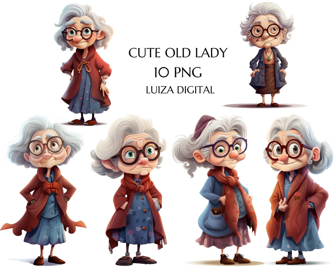 Grumpy Old Ladies Clipart PNG, Funny Old Lady, Cute Woman Clipart ...