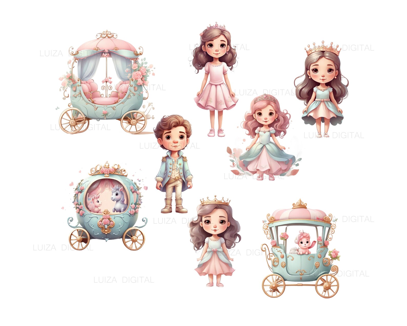 Little Princess Clipart Watercolor Princess Clipart Fairytale Clipart ...