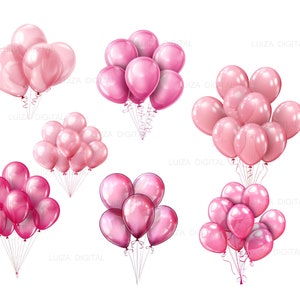 Pink Glitter Balloons Clipart, Silver Glitter Party Clipart, Birthday ...