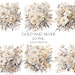 Silver and Gold Flowers PNG, Watercolor Floral Clipart Bouquets ...