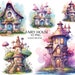 Pastel Fairy House Clipart, Watercolor Fairies Magical Garden Clipart ...