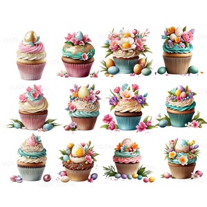 Floral Cupcake Clipart, Easter Cupcake Clipart, Memory Books, Junk ...